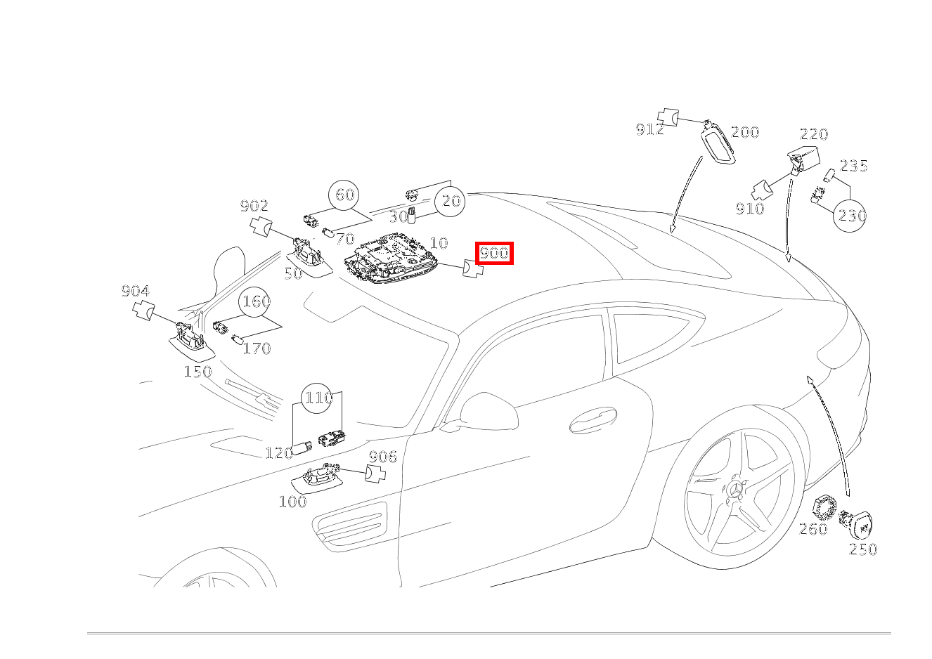 Stecker DACHBEDIENEINHEIT, SCHWARZ N70-H; 4-PIN MQS M 164, SL 231, 190 ...