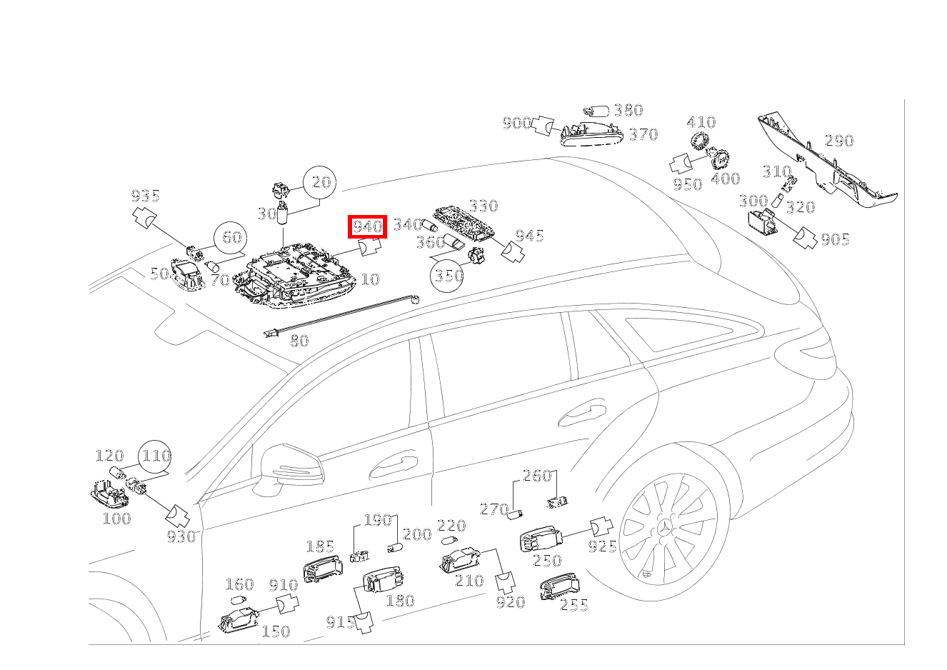 Stecker DACHBEDIENEINHEIT, SCHWARZ N70-H; 4-PIN MQS M 164, SL 231, 190 ...
