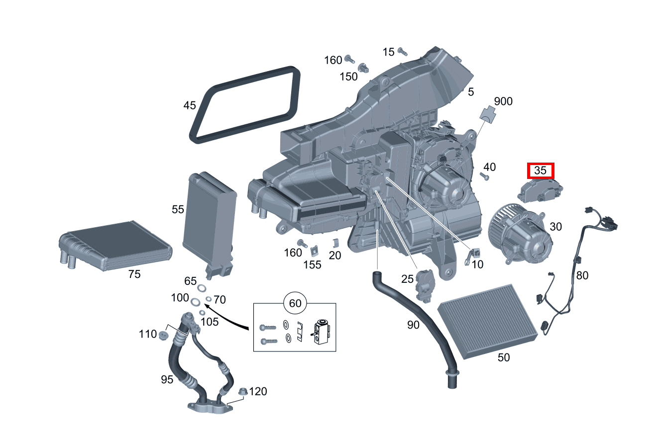 GEBLAESEREGLER An Gebläsemotor Fondklimaanlage rechts für 190 201, B ...