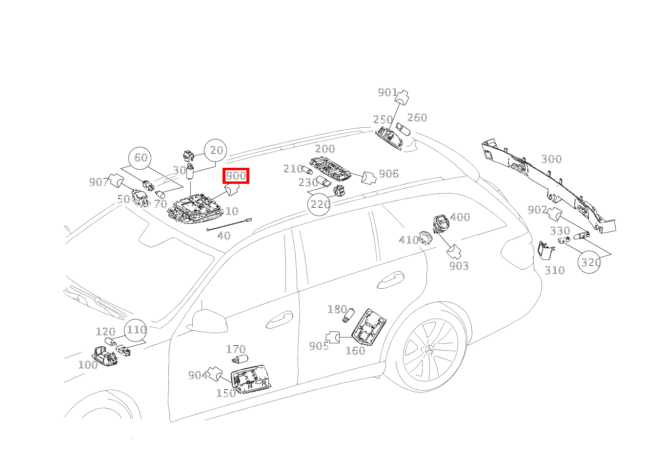Stecker DACHBEDIENEINHEIT, SCHWARZ N70-H; 4-PIN MQS M 164, SL 231, 190 ...
