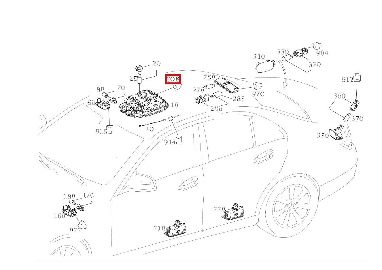 Stecker DACHBEDIENEINHEIT, SCHWARZ N70-H; 4-PIN MQS M 164, SL 231, 190 ...