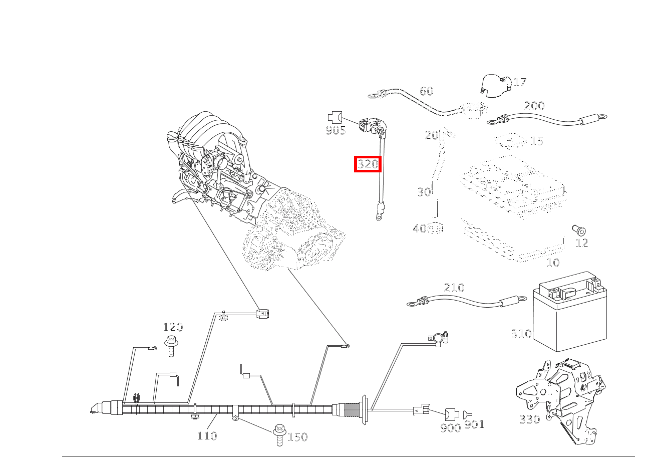 Batteriesensor MINUSLEITUNG MIT BATTERIESENSOR für A 169, E 212-Klasse ...